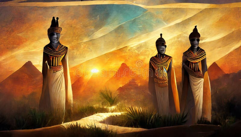 Egyptian Pyramids at Sunset Stock Illustration - Illustration of ...