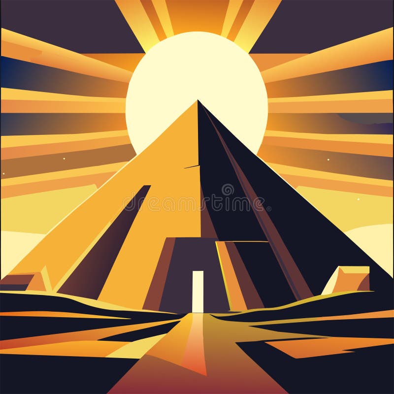 Egyptian Pyramids at Sunset. Vector Illustration in a Flat Style AI ...