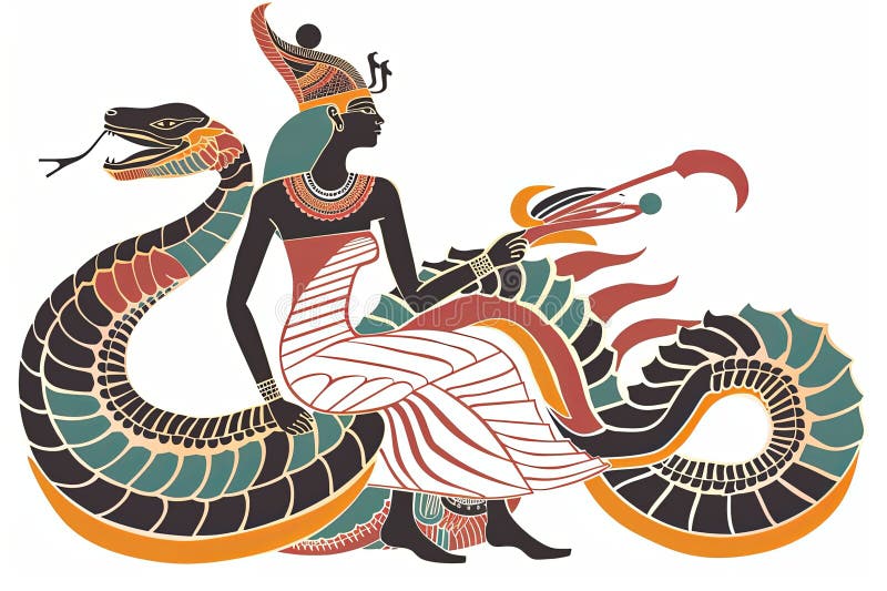 Egyptian Queen Riding a Snake Vector Simple Illustration Generative AI ...