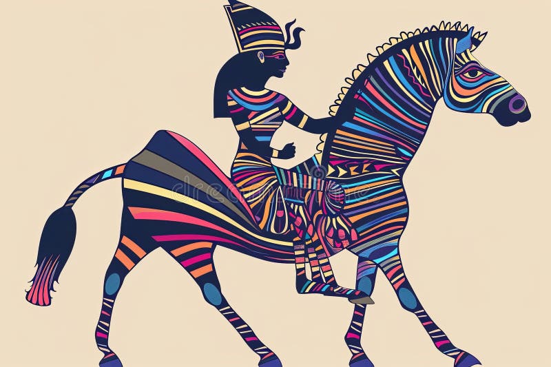 Egyptian Queen Riding a Zebra Vector Simple Illustration Generative AI ...