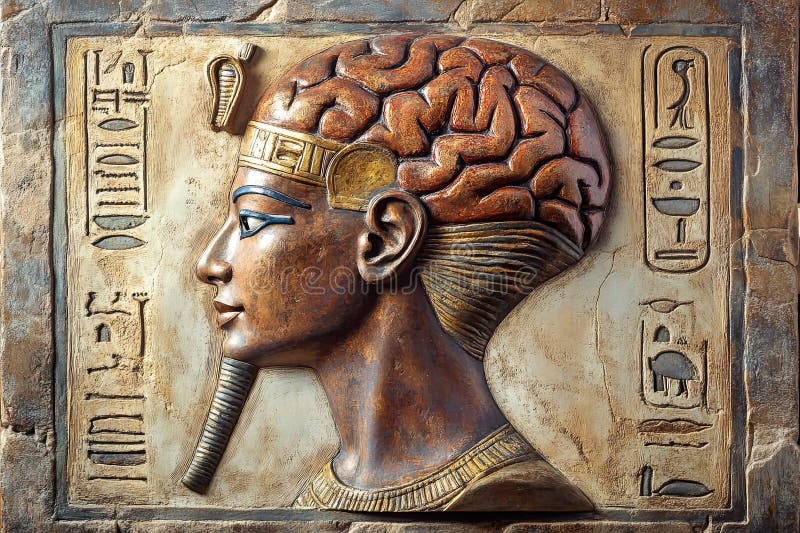 Egyptian Relief Holding Brain Sculpture Stock Illustration ...