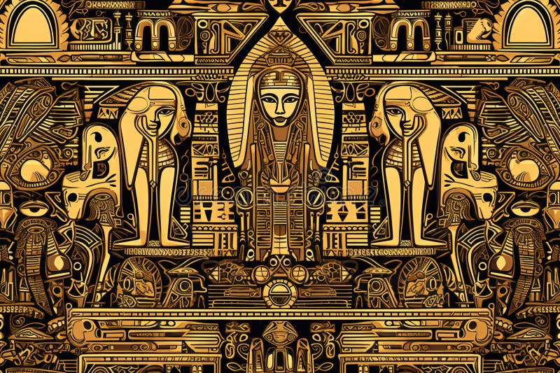 Egyptian Seamless Pattern with Egyptian Pharaohs Stock Illustration ...