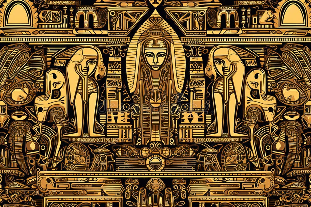Egyptian Seamless Pattern with Egyptian Pharaohs Stock Illustration ...