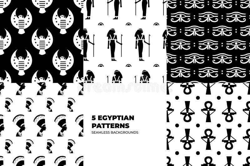 Egyptian Seamless Pattern Set Stock Vector - Illustration of ...