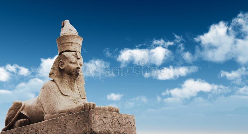 Egyptian Sphinx On Blue Sky Background Stock Illustration ...