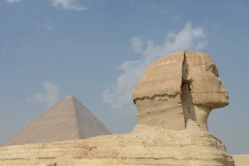 Egyptian Sphinx and Pyramid Stock Photo - Image of archaeological ...