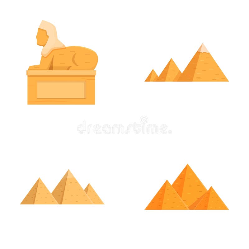 Egyptian Sphinx and Pyramids Vector Set Stock Vector - Illustration of ...