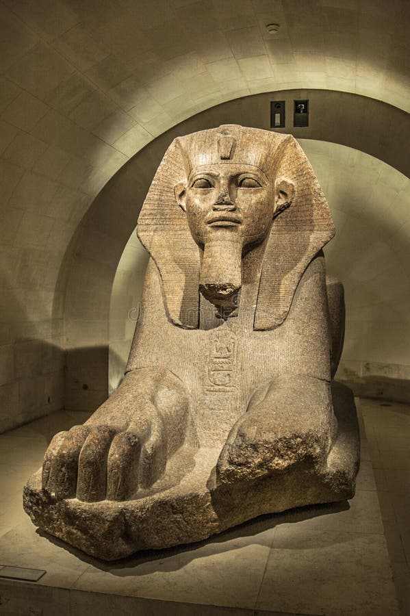 Egyptian Sculpture At The Louvre Museum, Paris, France Editorial Stock ...