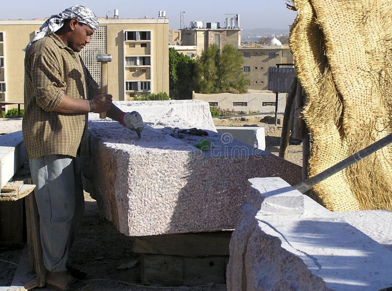 Egyptian stone-cutter editorial stock photo. Image of worker - 12834803