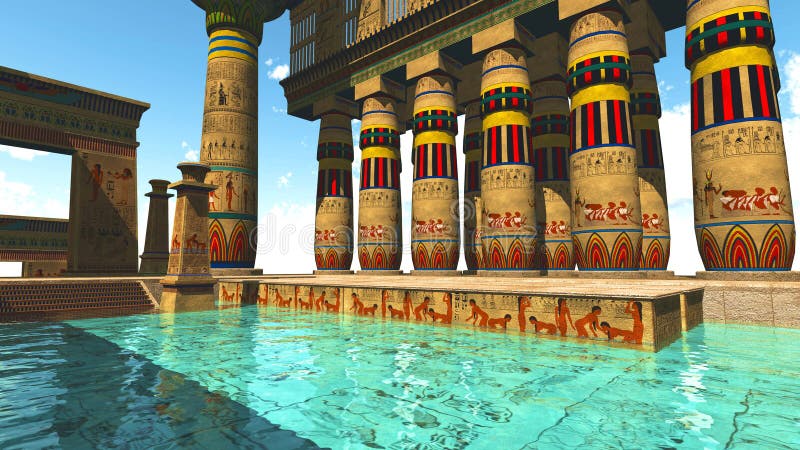 Egyptian swimming pool stock illustration. Illustration of masterpiece ...