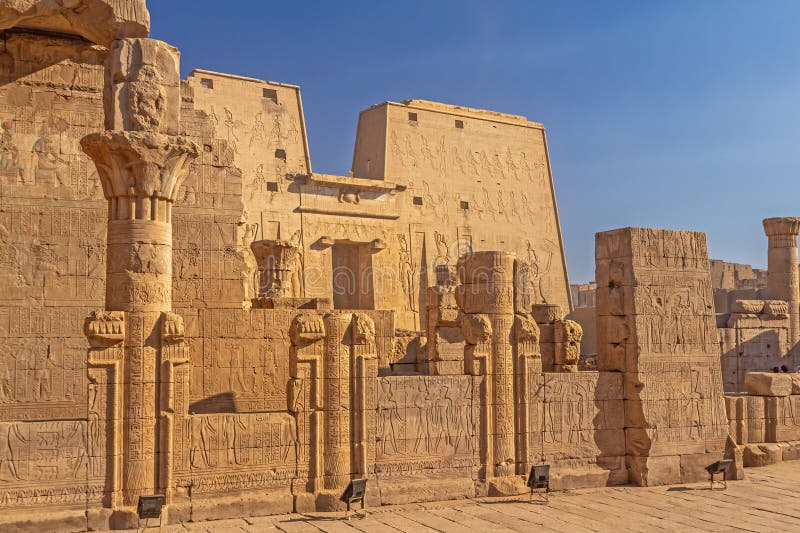 The Egyptian Temple Og Horus in Edfu. Horizontally Stock Image - Image ...