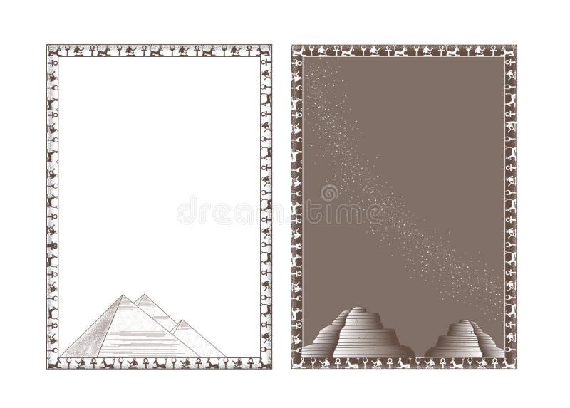 Egyptian-themed Vector Frames with Pyramides Stock Vector ...