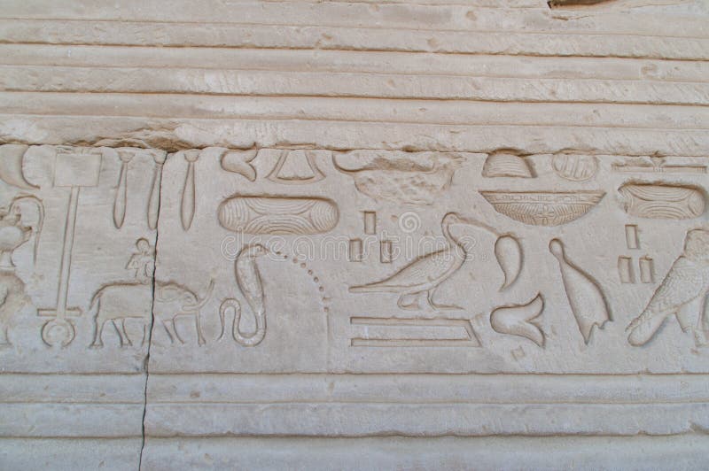 Egyptian Writing on the Wall of the Temple in Luxor Stock Photo - Image ...