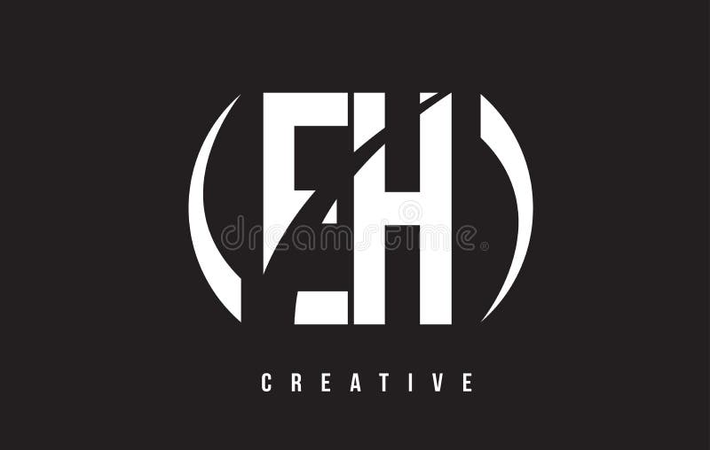 EH E H White Letter Logo Design with Black Background. Stock Vector ...