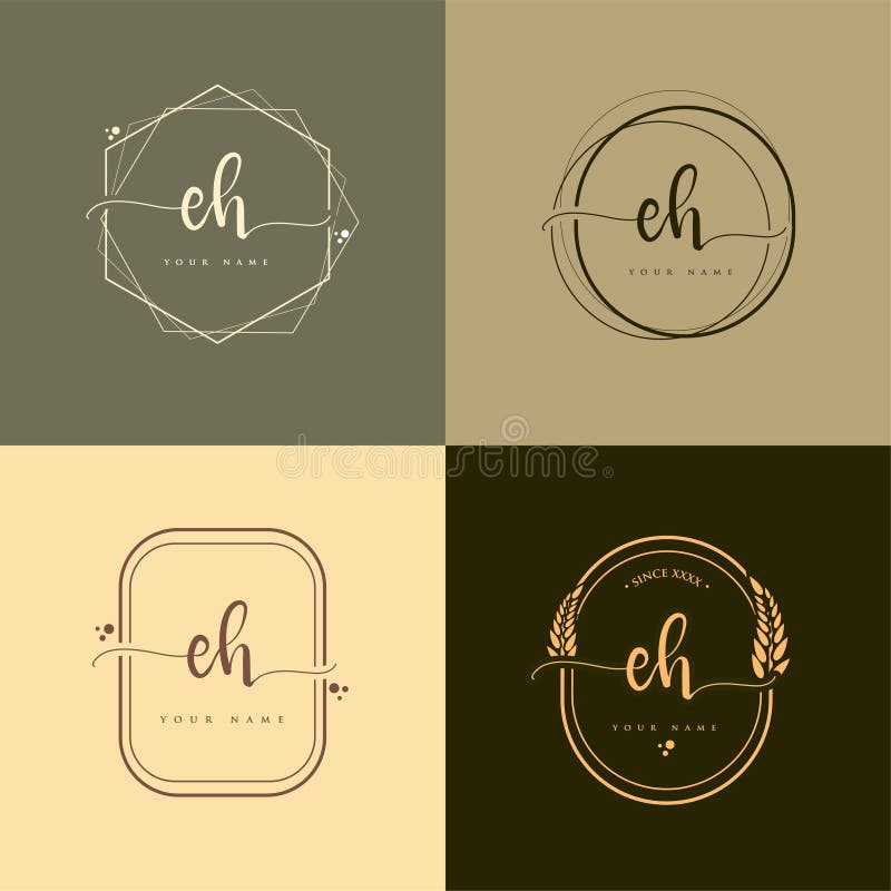 EH Initial Handwriting Logo Vector Sets. Hand Lettering Initials Logo ...