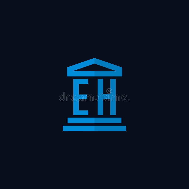 EH Initial Logo Monogram with Simple Courthouse Building Icon Design ...