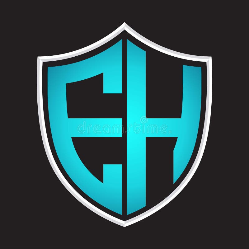 EH Logo Monogram with Shield Shape Isolated Blue Colors on Outline ...