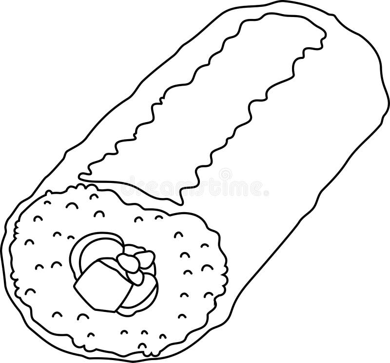 Eho-maki Sushi Roll Outline Stock Vector - Illustration of event, meal ...