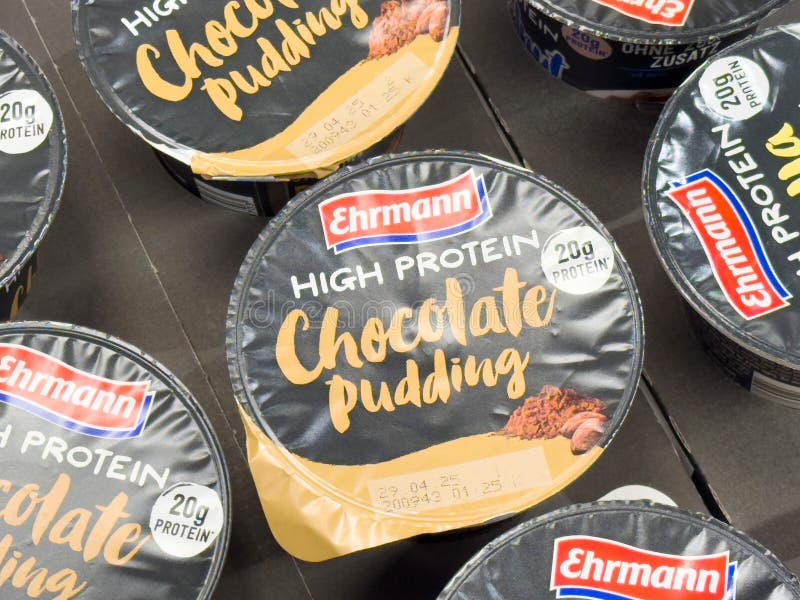 Ehrmann High Protein Chocolate Pudding Containers Displayed in Store ...