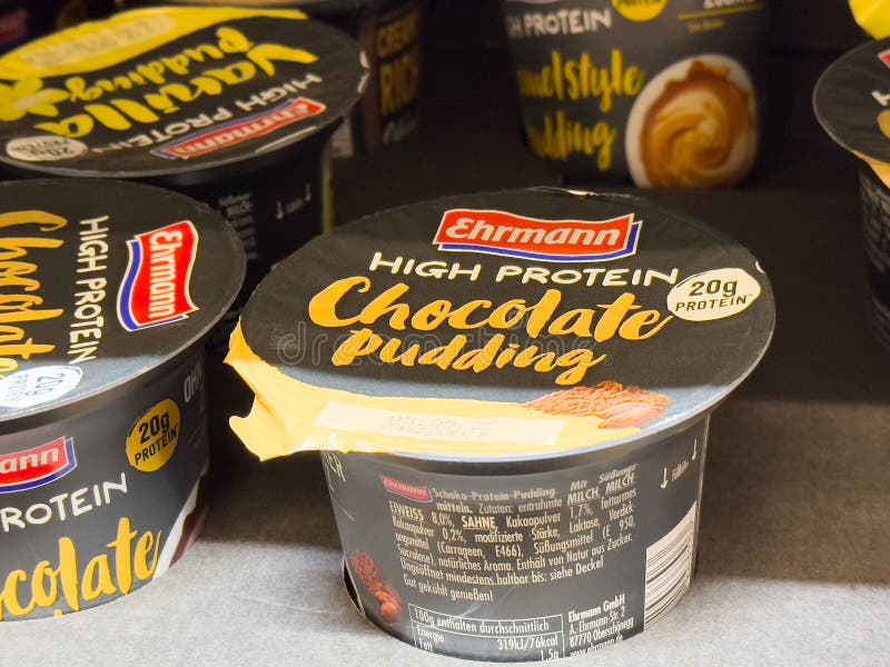 Ehrmann High Protein Chocolate Pudding Cups on Display Editorial Photo ...