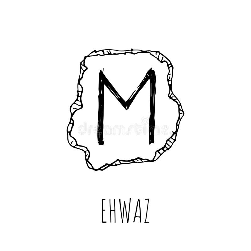 Ehwaz Rune Written on a Stone. Vector Illustration Stock Vector ...