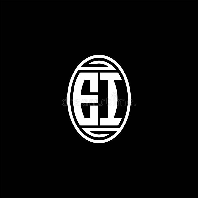 EI Monogram Logo Isolated on Oval Rotate Shape Stock Vector ...