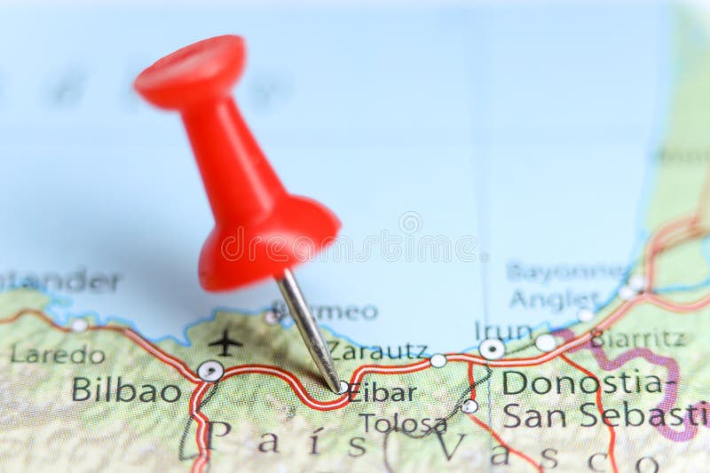 Eibar, Spain pin on map stock image. Image of explore - 346781611