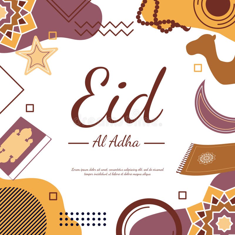 Eid Adha Mubarak Islamic Event Square Gift Card Background Stock Vector ...