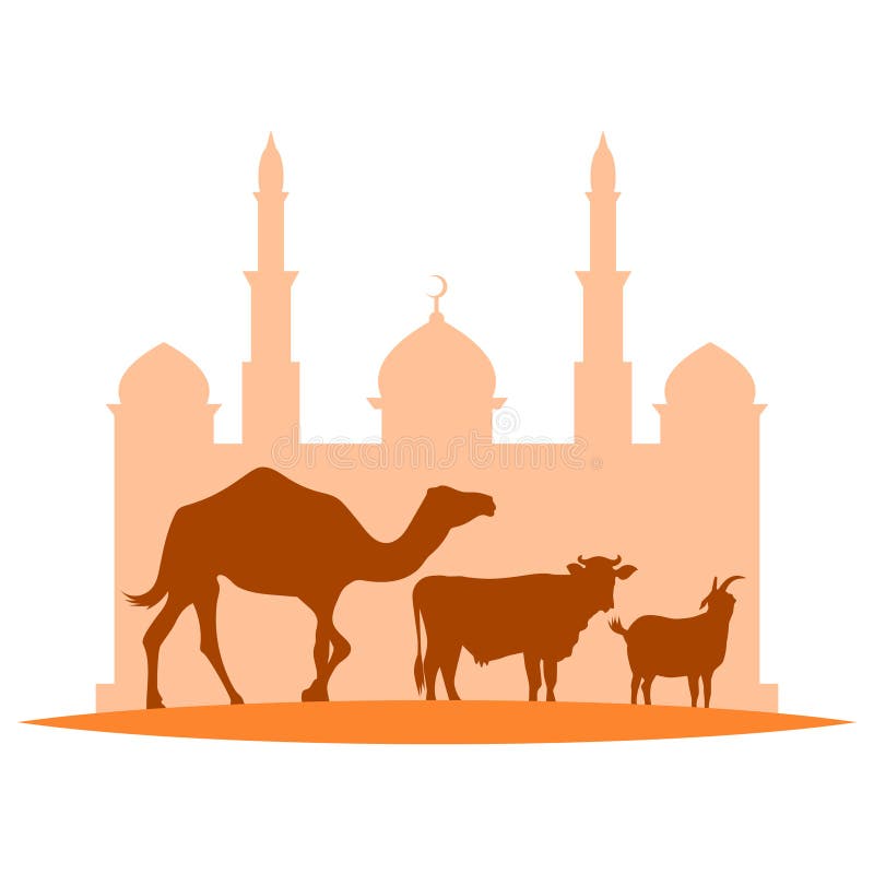 Eid Al Adha Mubarak Silhouette Stock Vector - Illustration of islamic ...