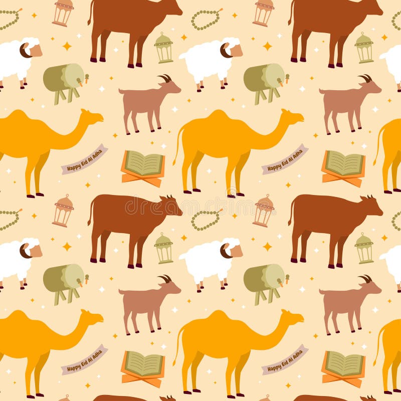Eid Al Adha Theme Seamless Pattern Vector Stock Vector - Illustration ...