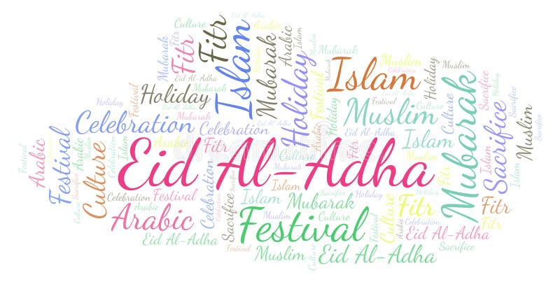 Eid Al-Adha word cloud. stock illustration. Illustration of print ...
