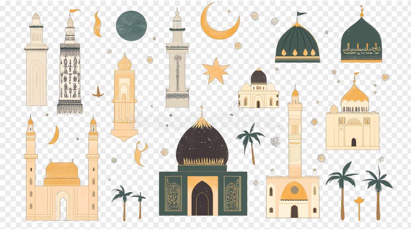 Eid Elements Set Illustration Stock Illustration - Illustration of ...
