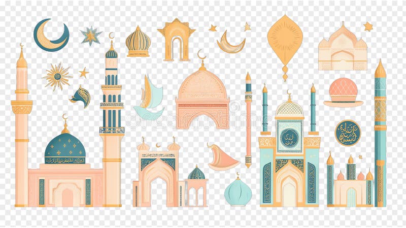 Eid Elements Set Illustration Stock Illustration - Illustration of ...