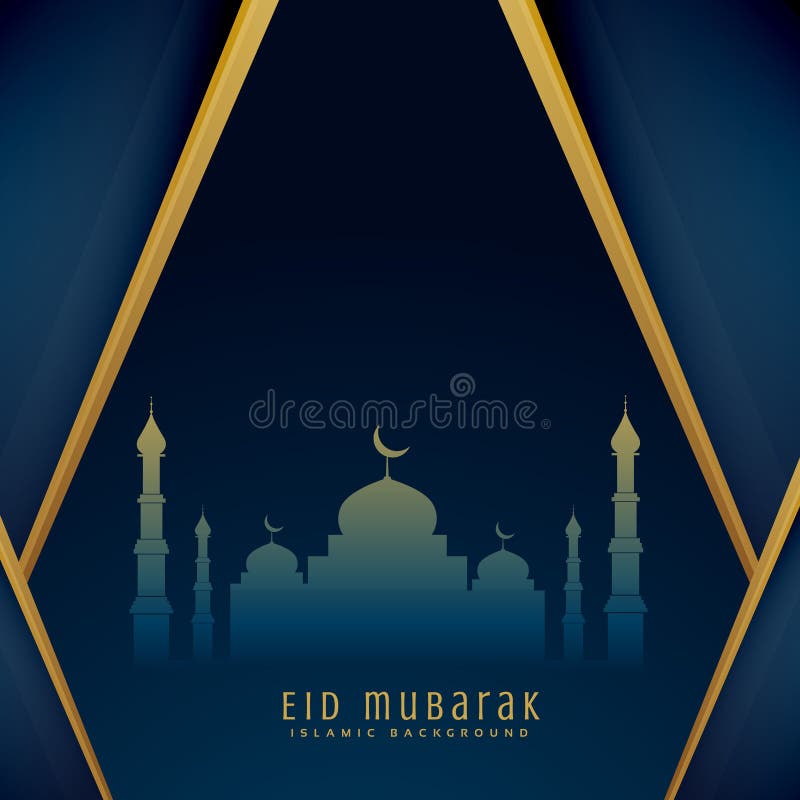Eid Greeting Design with Mosque Shape Stock Vector - Illustration of ...