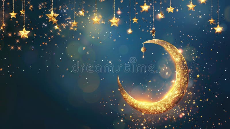 Eid with an Image Featuring a Crescent Moon and Stars, Symbolizing the ...