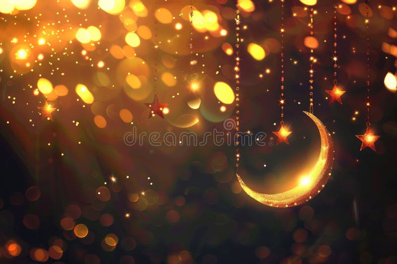 Eid with an Image Featuring a Crescent Moon and Stars, Symbolizing the ...