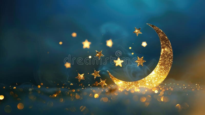 Eid with an Image Featuring a Crescent Moon and Stars, Symbolizing the ...