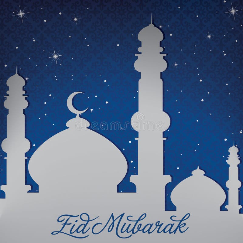 Eid Mosque Card stock vector. Illustration of fast, calligraphy - 163954704