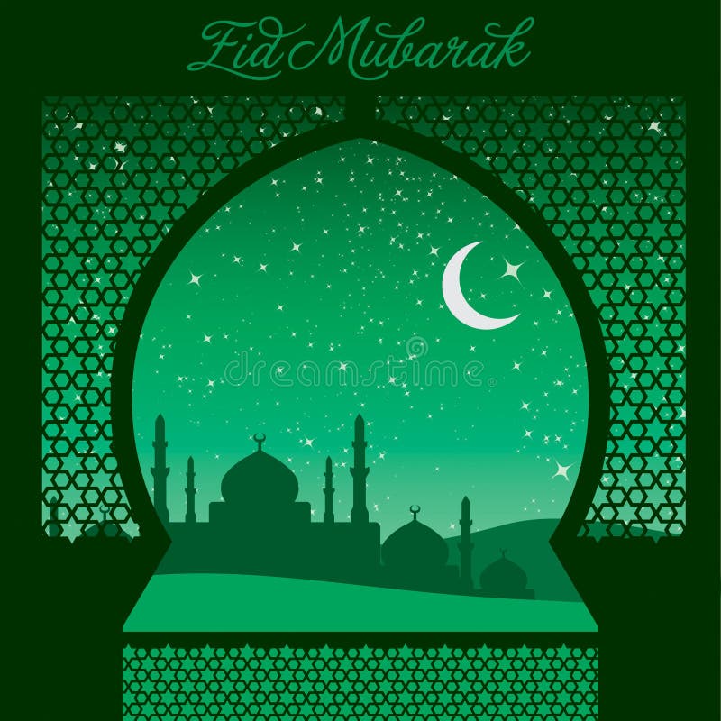 Eid Mosque Card stock vector. Illustration of elegant - 163956983