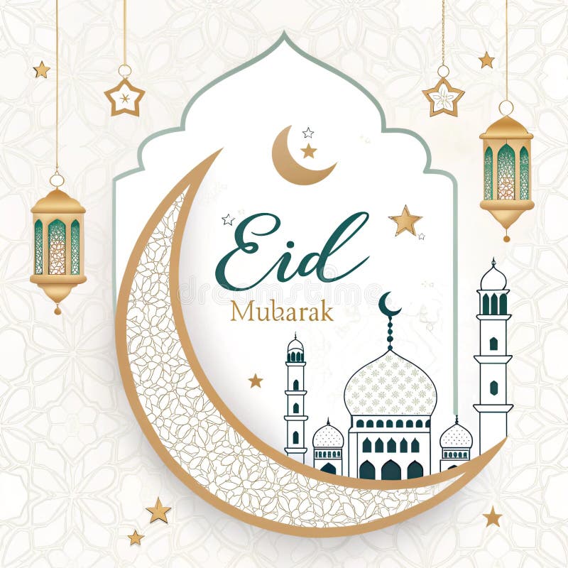 Eid Mubarak, Clean & Elegant Islamic Design for Celebrations Stock ...
