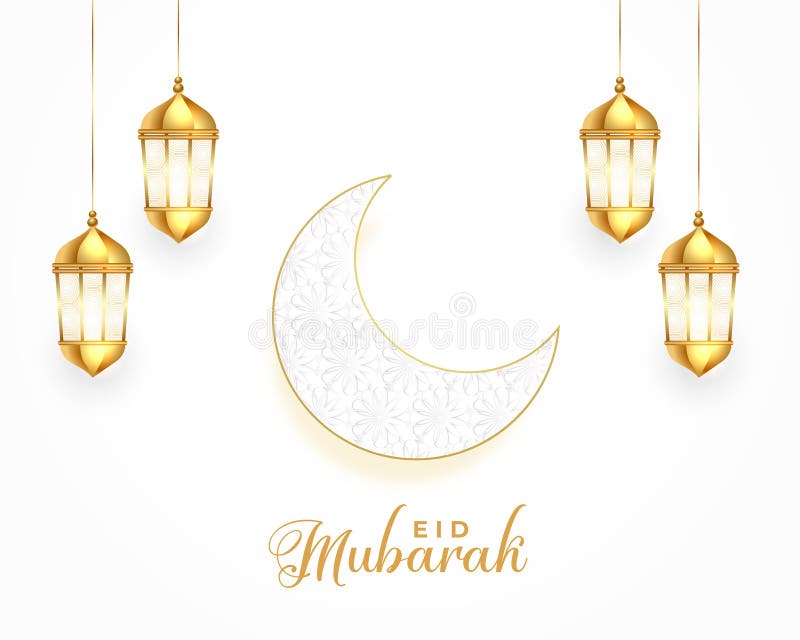 Eid Mubarak Com Fundo De Lua E Fanoos Ilustração do Vetor - Ilustração ...