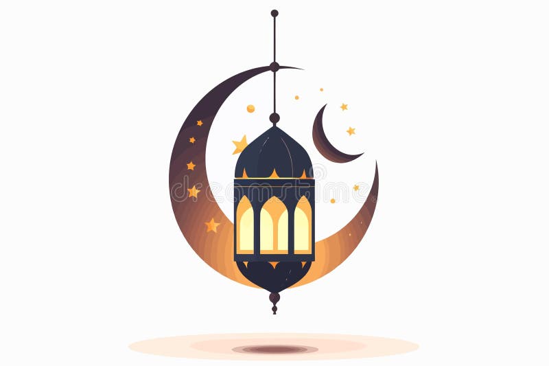 Eid Mubarak Lamp Isolated Vector Style Stock Vector - Illustration of ...