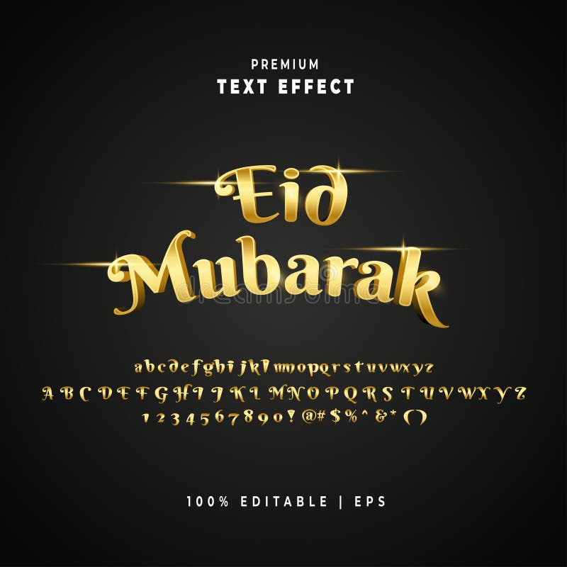 Eid Mubarak Luxury Gold Editable Text Effect Premium Vector Stock Vector - Illustration of ...