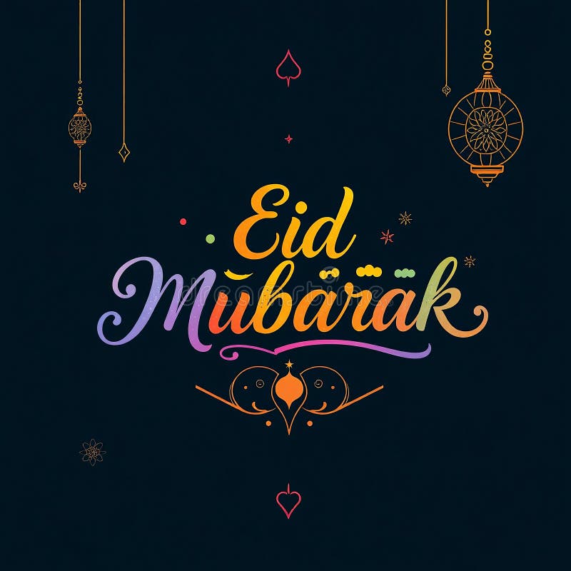Eid Mubarak Typography Design Stock Illustration - Illustration of ...