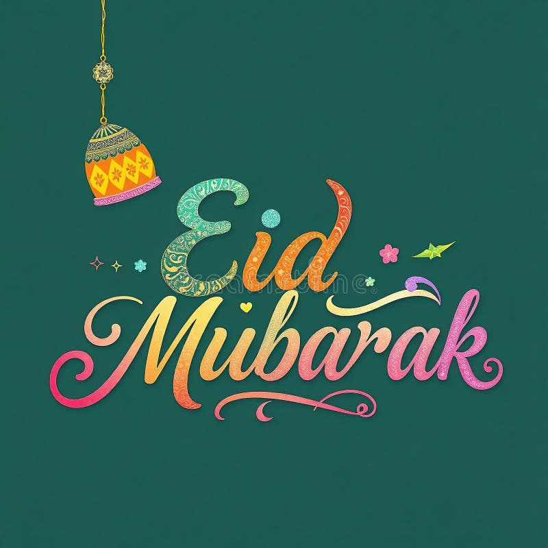 Eid Mubarak Typography Design Stock Illustration - Illustration of ...