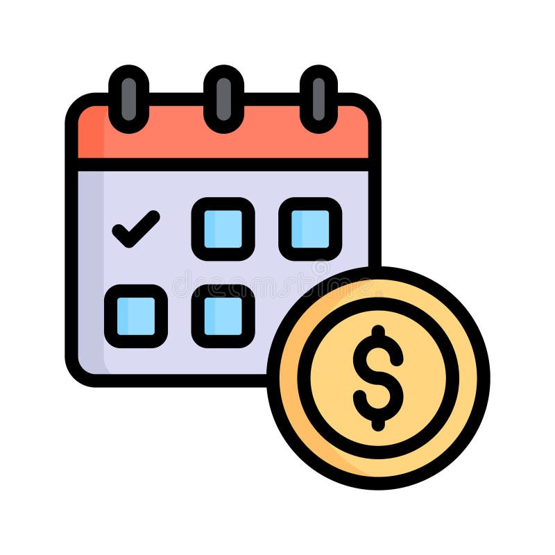 Visually Engaging Icon of Due Payment Designed in Flat Outline Style ...