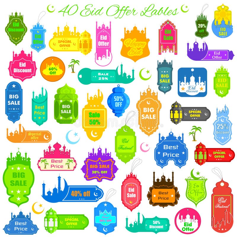 Eid Offer Label stock vector. Illustration of product - 41737668