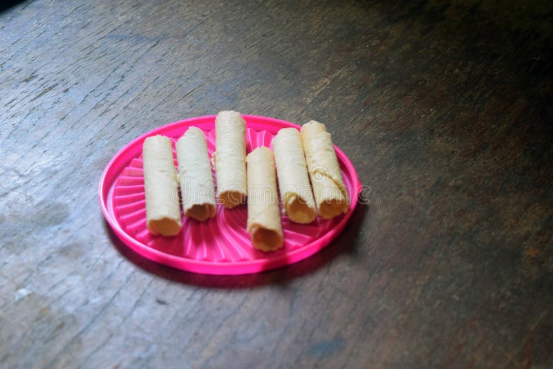 Eid Snacks Which are Usually Called Egg Rolls are in Red Plastic ...