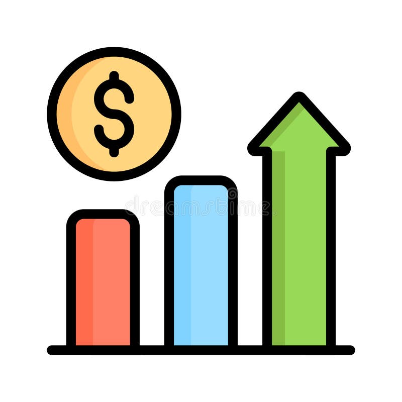 Ready To Use Flat Outline Style Icon of Investment Profit Chart Stock ...