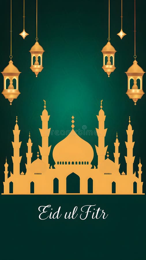 Eid Ul Fitr and Eid Ul Adha Lantern, Mosque Silhouette Background Stock ...